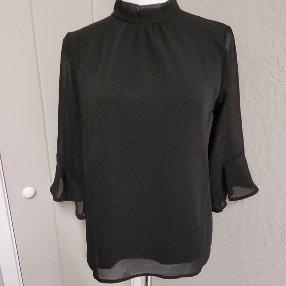 Le Lis | Tops | Le Lis Mock Neck Top Sheer Overlay Butterfly Sleeve ...